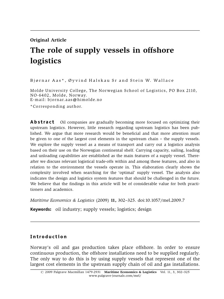The Role of Supply Vessels in Offshore Logistics | PDF | Cargo | Logistics