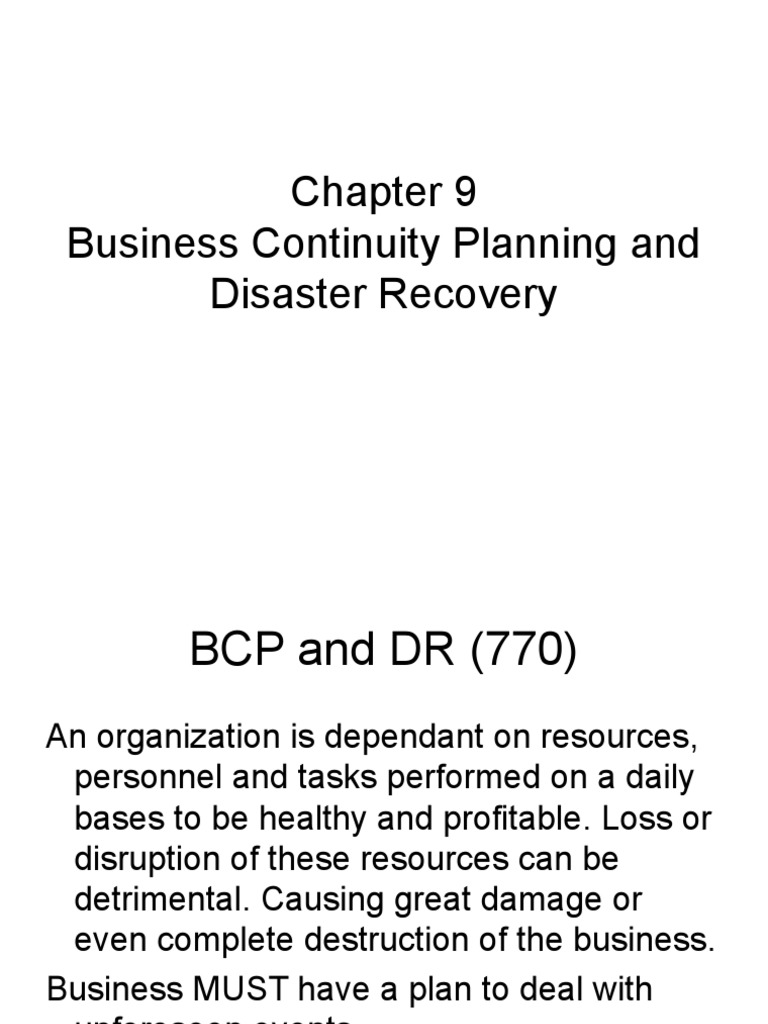 Chapter 9 - BCP and DR | PDF | Business Continuity | Backup