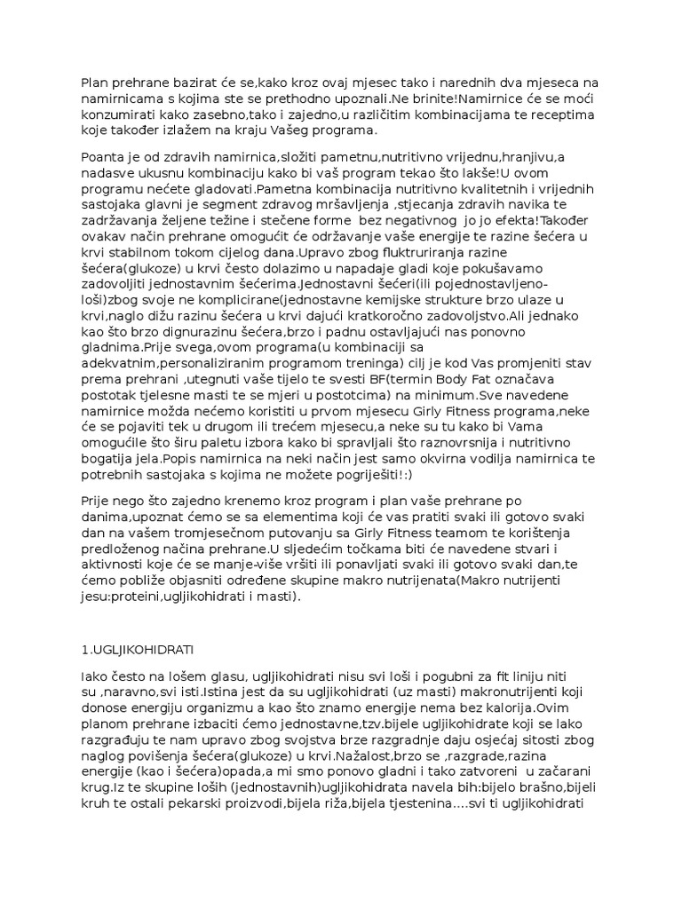 2.plan Prehrane Po Danima | PDF