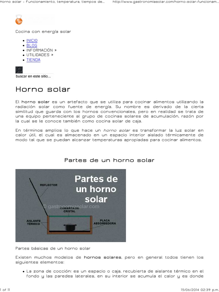 Funcionamiento y beneficios del horno solar | PDF | Energía solar ...