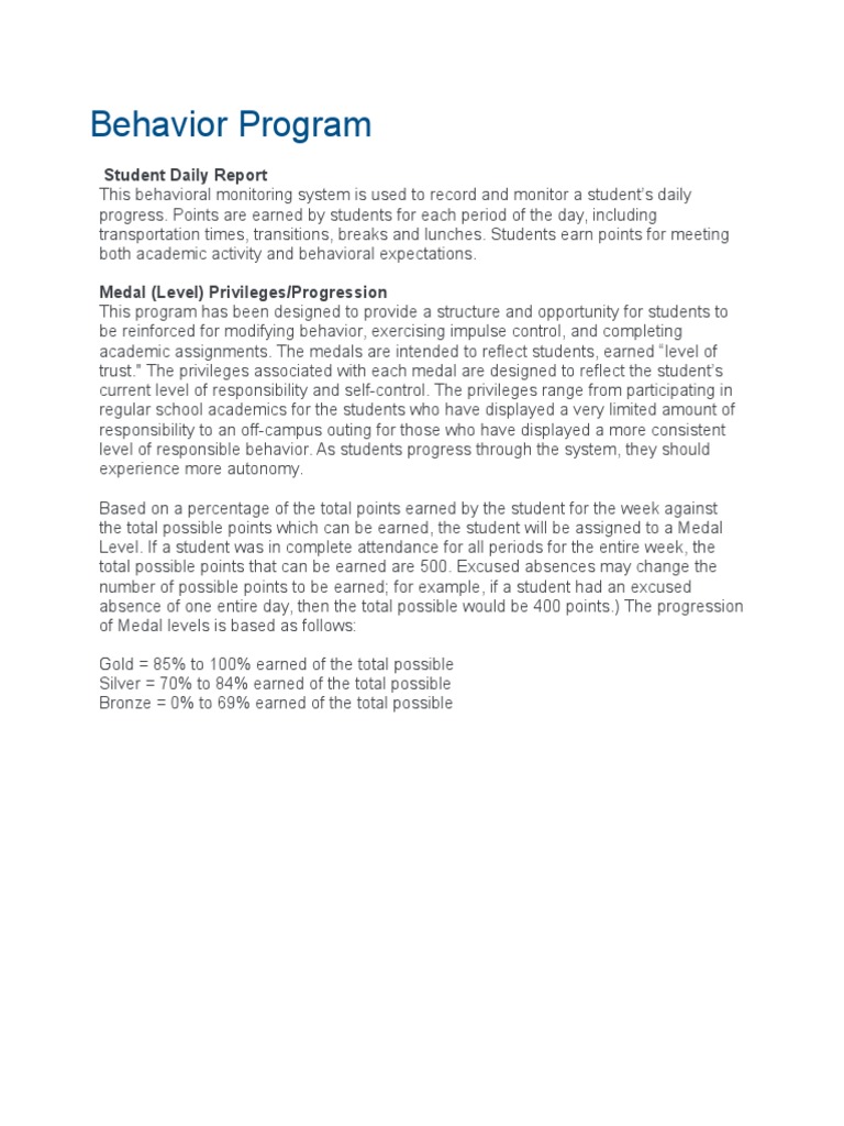 Behavior Program | PDF