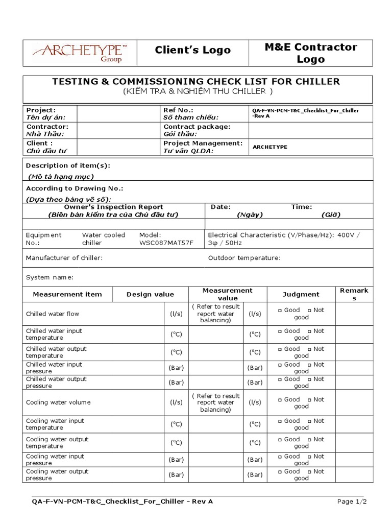 Chiller Testing & Commissioning Checklist | PDF | Home Appliance ...