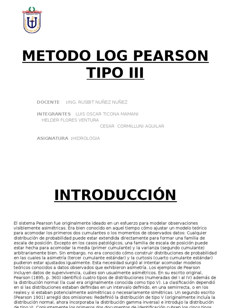 Método Log Pearson Tipo III en Hidrología | PDF | Histograma | Ecuaciones