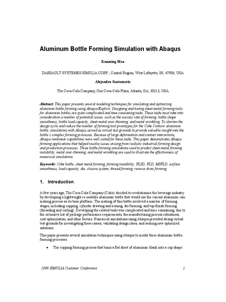 Aluminum Bottle Forming Simulation With Abaqus | Download Free PDF | Deformation (Engineering ...