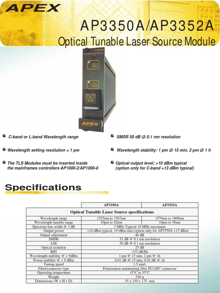 Optical Tunable Laser Source Specs | PDF | Telecommunications ...