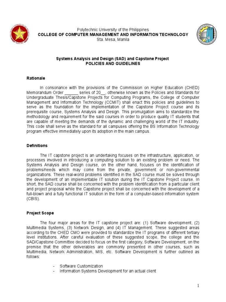 IT Capstone Project Guidelines | PDF | Specification (Technical ...