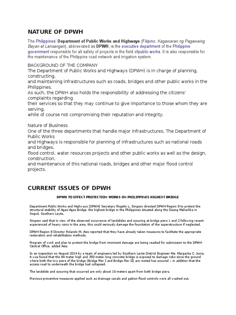 DPWH's role in infrastructure and current issues | PDF | Infrastructure ...
