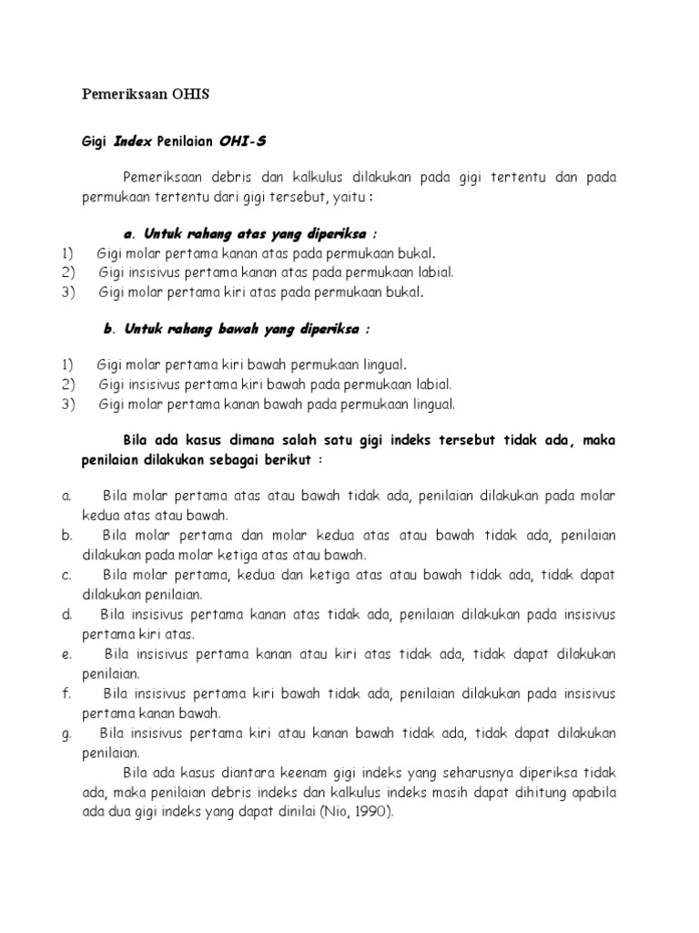 Pemeriksaan OHIS | PDF