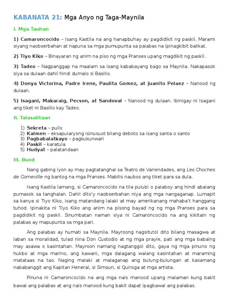 Kabanata 21, El Fili | PDF