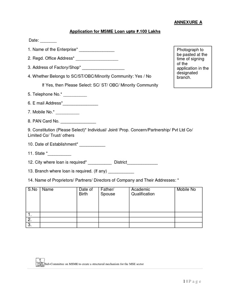 Annexure-A Common Loan Appln | PDF | Credit (Finance) | Identity Document