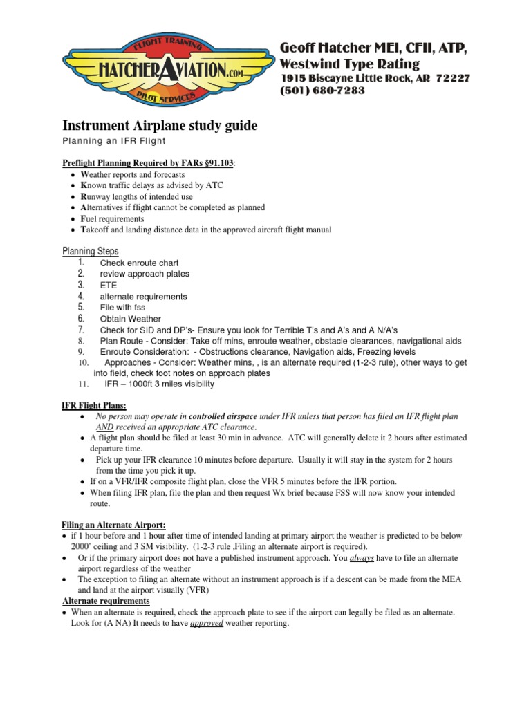 Instrument Study Guide IFR | PDF | Instrument Flight Rules | Visual ...