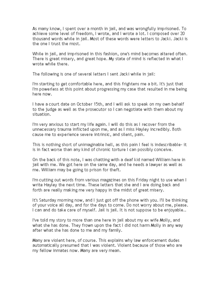 A Love Letter From Jail I | PDF | Prison | Violence