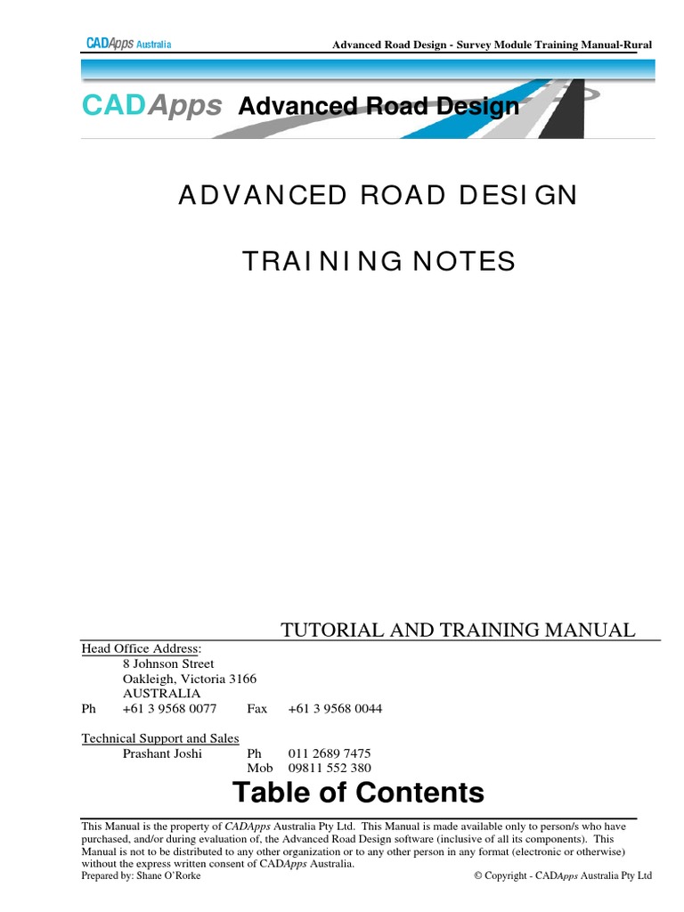CADAp CADApps Advanced Road Design For AutoCAD Training Notesps ...