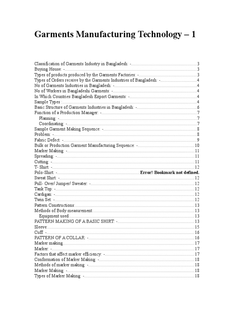 Garments Manufacturing Technology Overview | PDF | Clothing | Industries