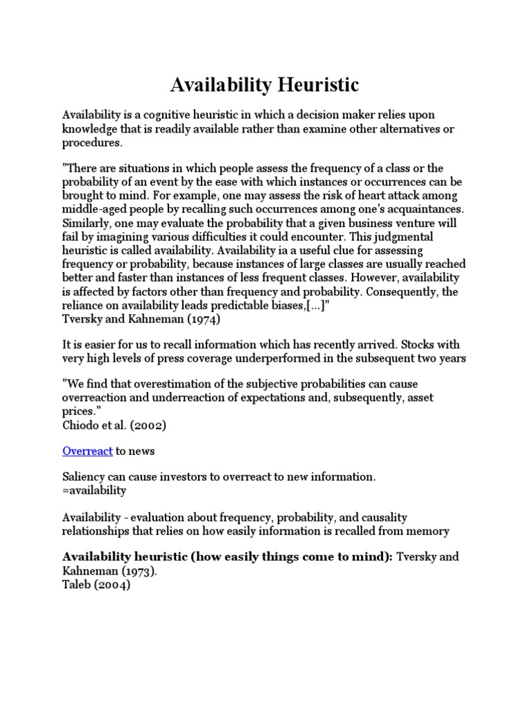 Understanding the Availability Heuristic | PDF