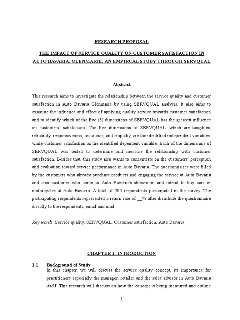 Servqual Research Proposal | PDF | Survey Methodology | Sampling ...