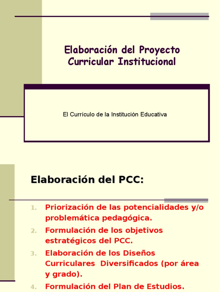 PCI - Elaboración Del Proyecto Curricular Institucional | PDF | Plan de ...
