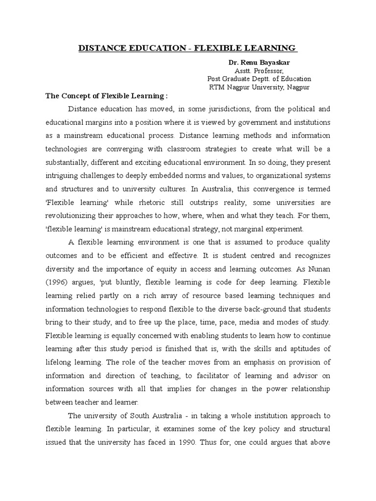 Flexible Learning | PDF | Distance Education | Education Theory