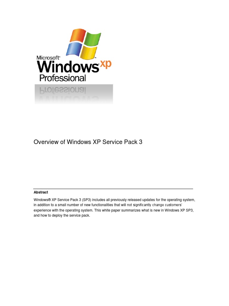 Overview of Windows XP Service Pack3 | PDF | Windows Xp | Microsoft Windows