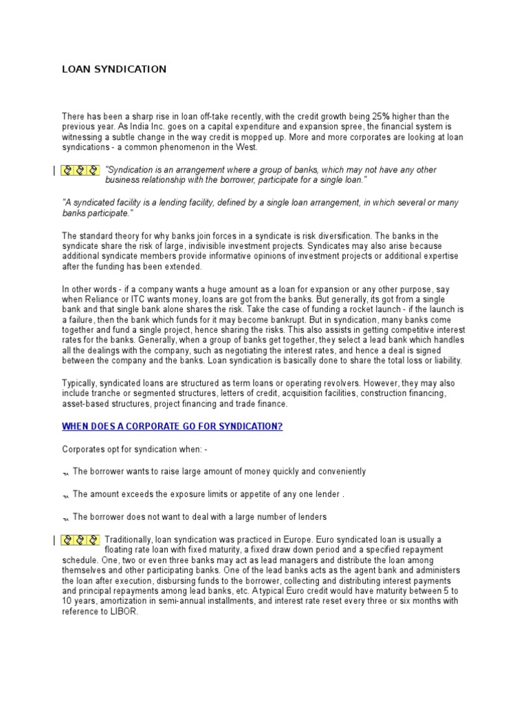 Loan Syndication | PDF | Syndicated Loan | Loans