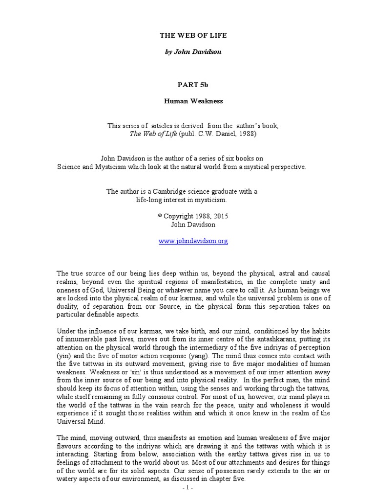 Web of Life5b - Human Weakness | PDF | Lust | Mind