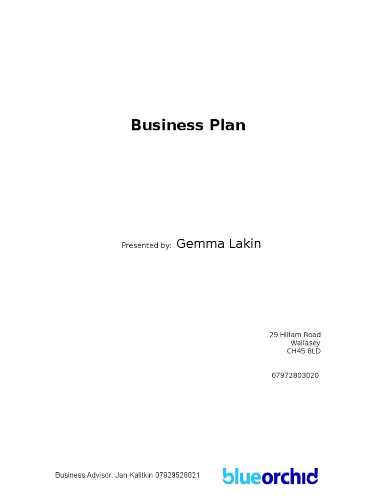Mock Business Plan Gemma Lakin | Sales | Business