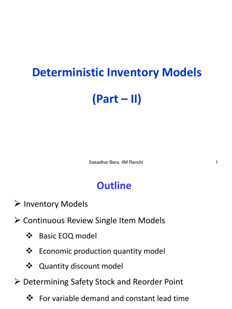 02b Deterministic Inventory Models | PDF | Inventory | Demand