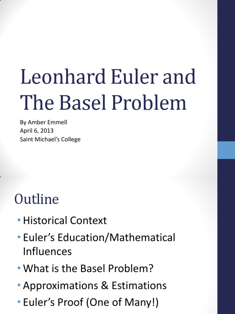 Emmell, Amber - Euler & The Basel Problem | PDF | Series (Mathematics ...