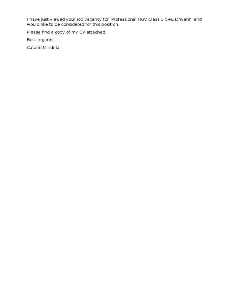 HGV Driver Job Application Letter | PDF