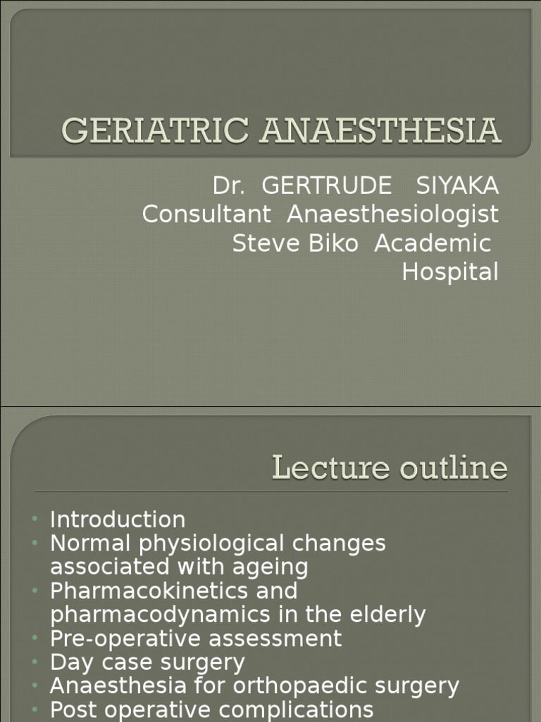 Geriatric Anaesthesia | PDF | Diastole | Anesthesia