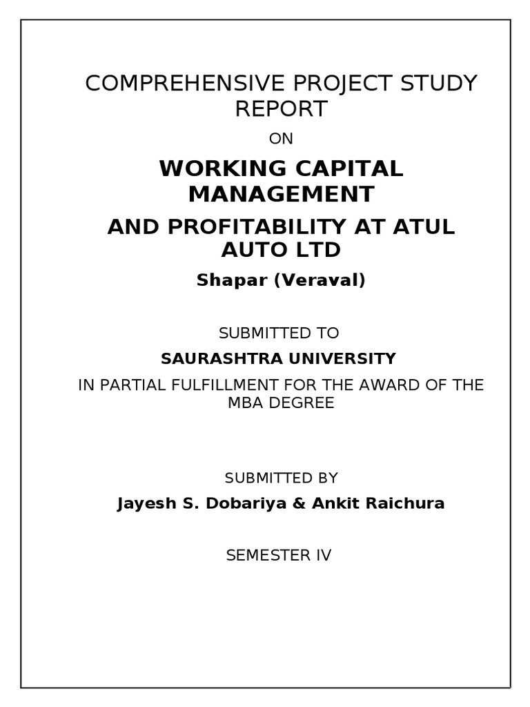Working Capital Management at Atul Auto | PDF | Inventory | Working Capital
