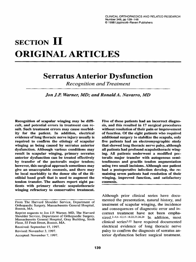 Serratus Anterior Dysfunction-Recognition and Treatment | Download Free ...