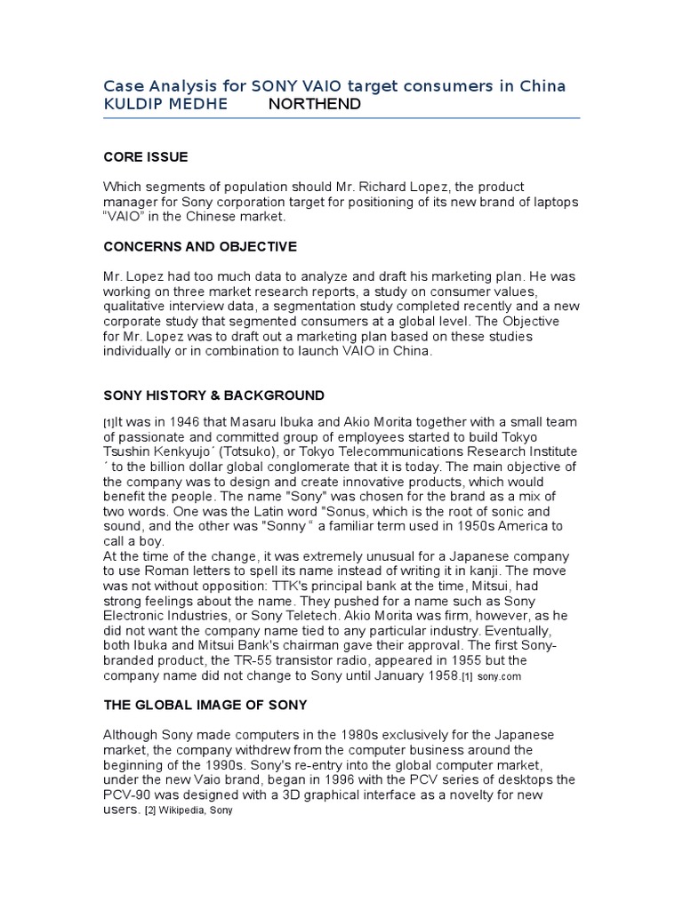 Sony VAIO Target Segments in China | PDF | Sony | Market Segmentation
