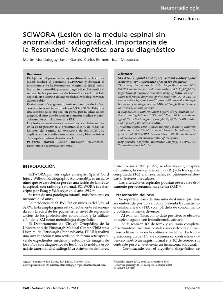Sciwora | PDF | La columna vertebral | Anatomía humana