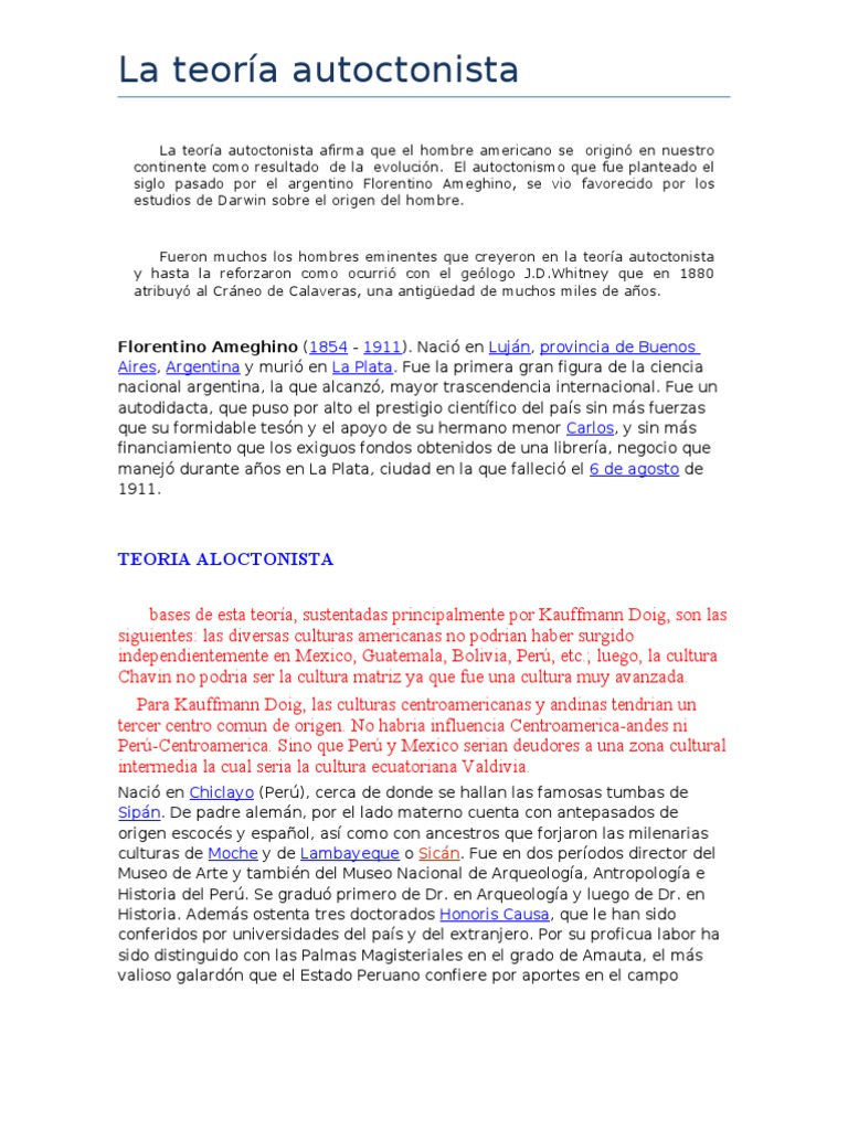La Teoria Autoctonista | Descargar gratis PDF | Perú | Doctorado