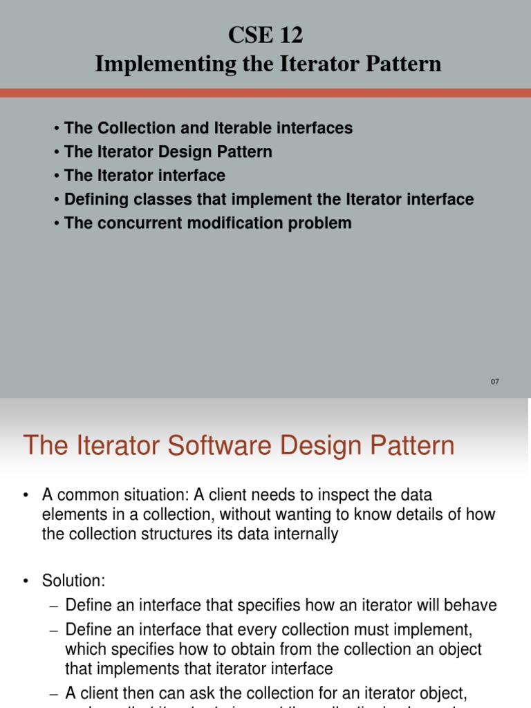 CSE 12 Implementing The Iterator Pattern | PDF | Class (Computer Programming) | Method (Computer ...
