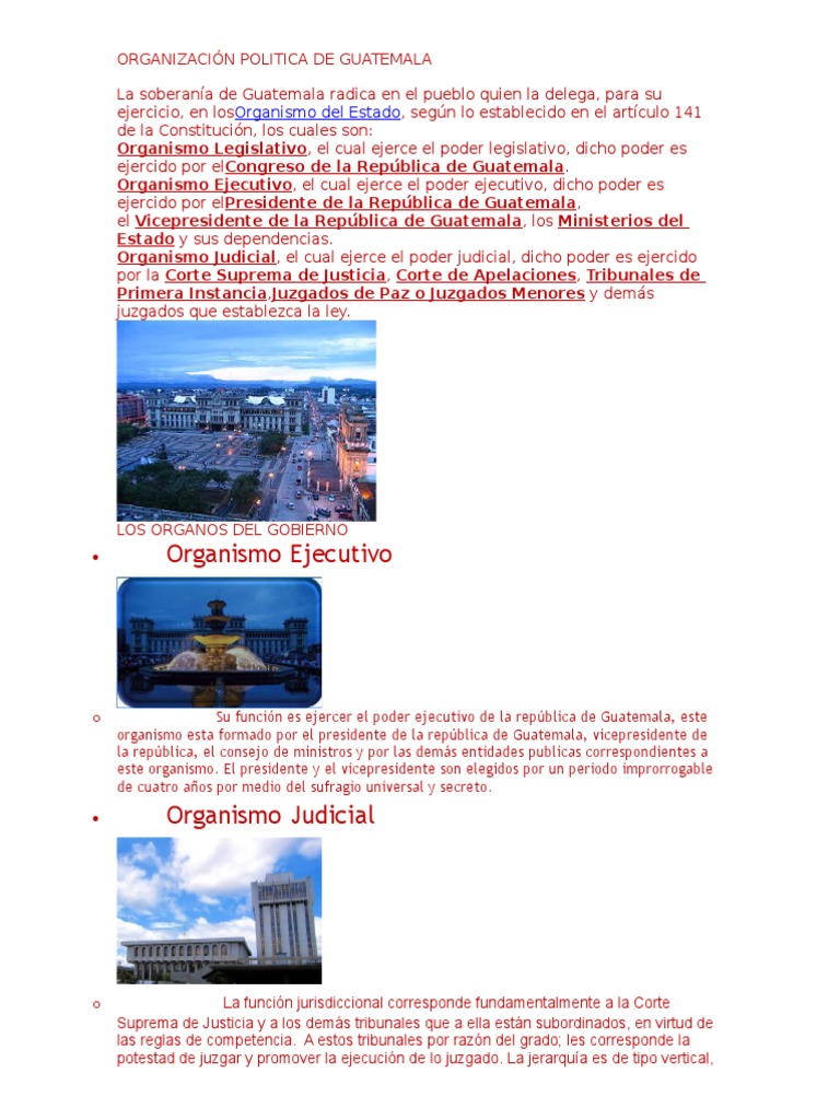 Organización Politica de Guatemala | PDF | República | Formas de gobierno