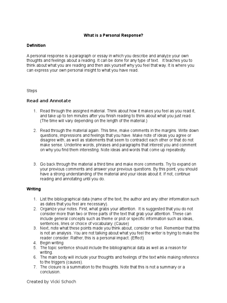 What Is A Personal Response | PDF