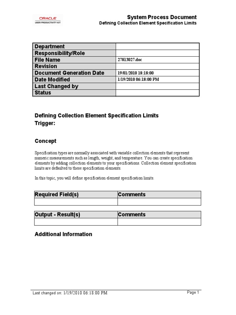 Defining Collection Element Specification Limits - SPD | PDF ...