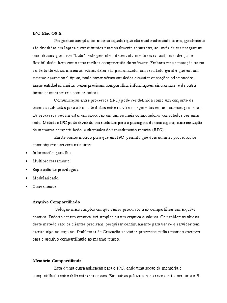 IPC Mac OS X | PDF | Kernel (sistema operacional) | Sistema operacional