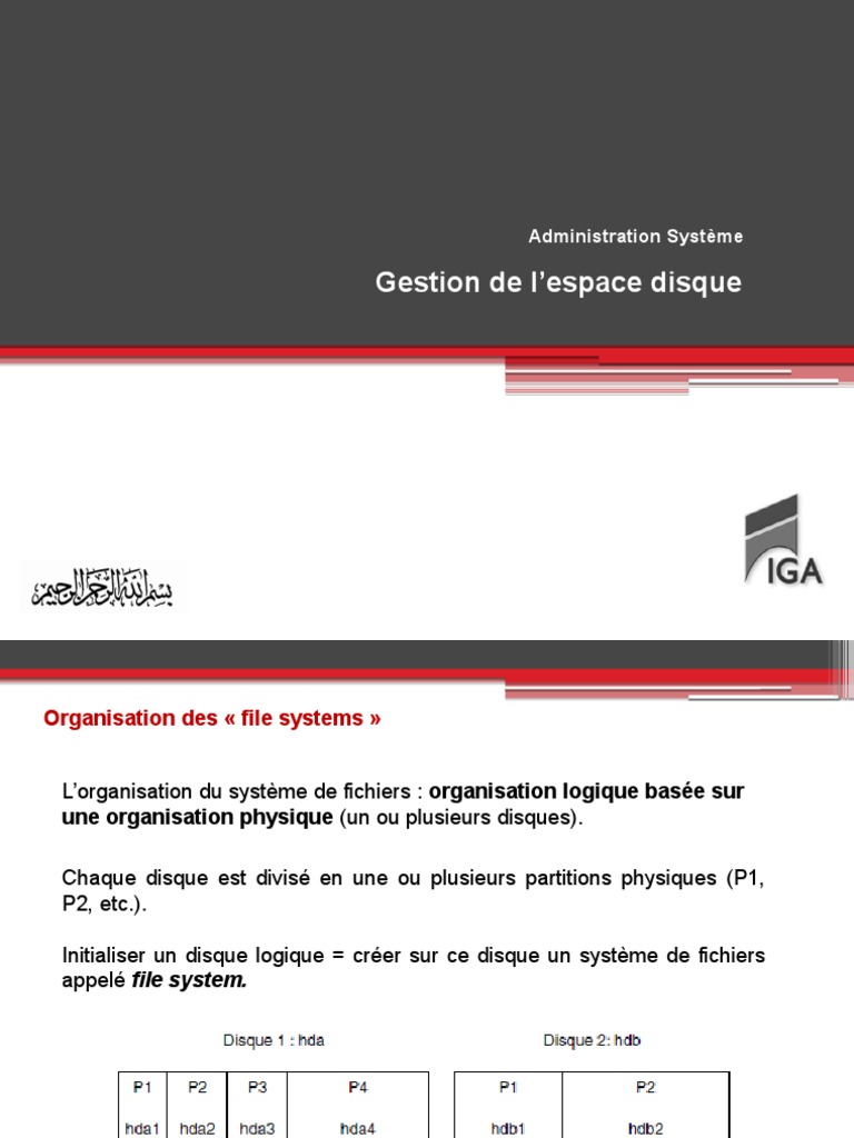 5 - Gestion Espace Disque | PDF | Système de fichiers | Fichier informatique