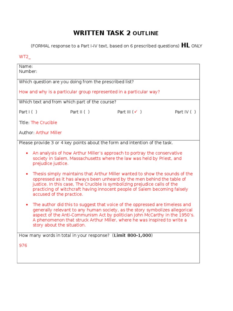 WT2 Sample The Crucible 2 | PDF | Witchcraft