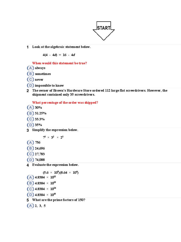 Plato Practice Test 9th Grade Jan | PDF | Equations | Interest