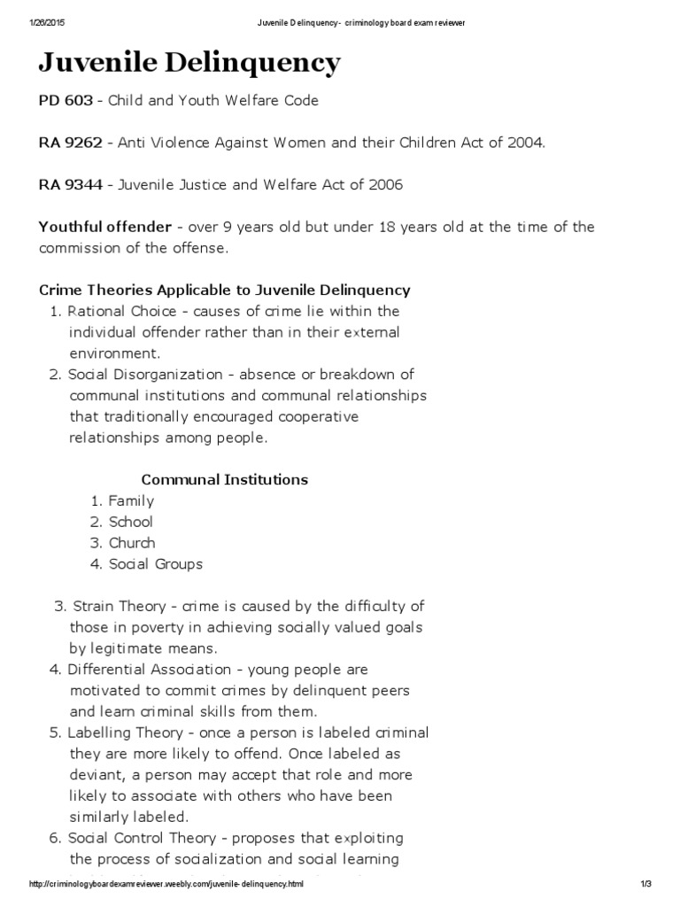 Juvenile Delinquency1 | Juvenile Delinquency | Criminal Justice