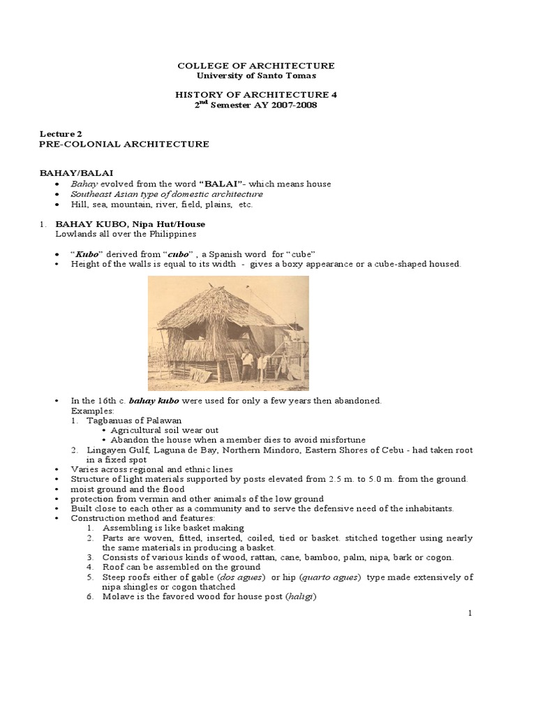 Pre Colonial Architecture Lecture Pdf