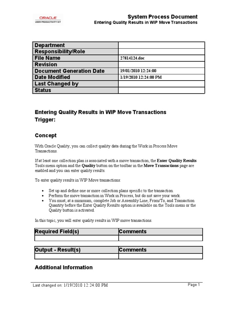 Entering Quality in WIP Transactions | PDF | Software | Information Science