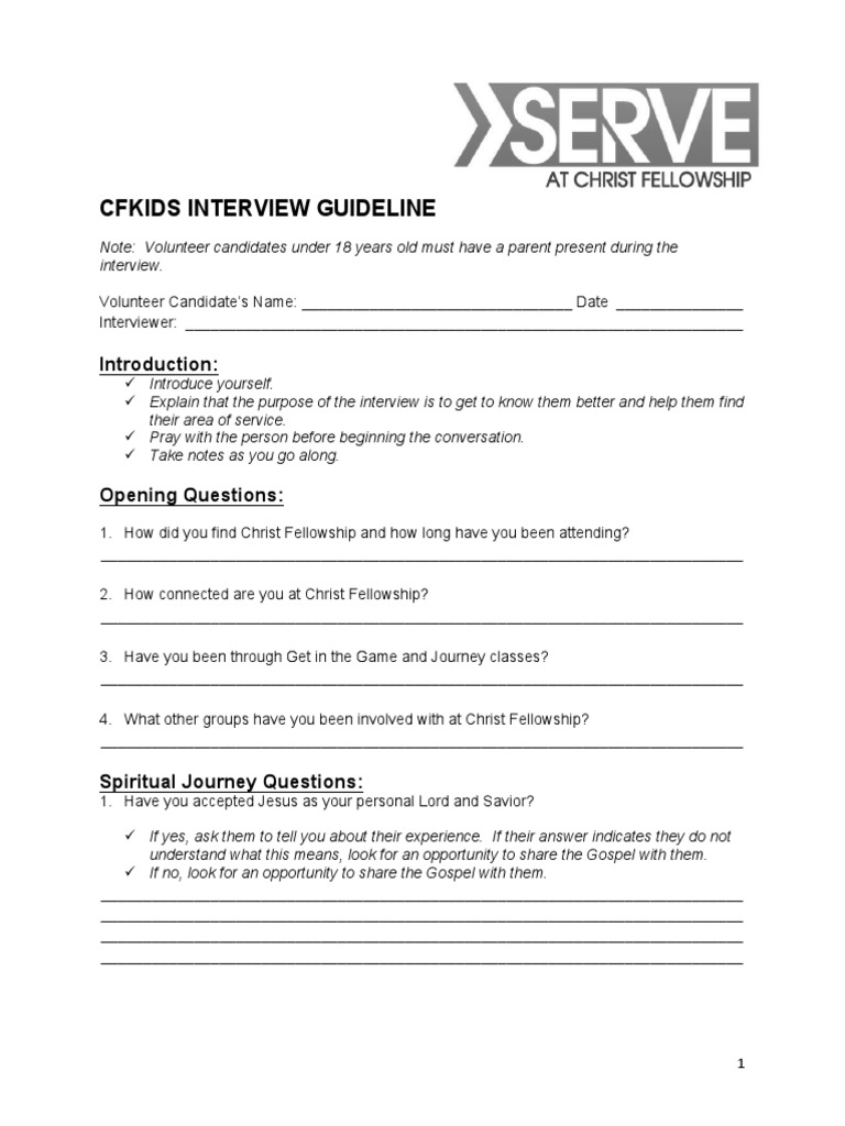 Children's Ministry Interview Guideline | PDF | Substance Abuse | Child ...