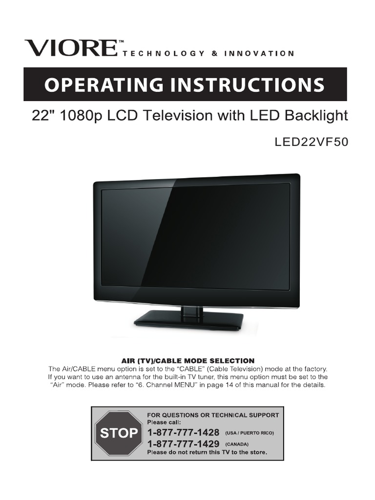 Instructivo TV Viore | PDF | Television | Video