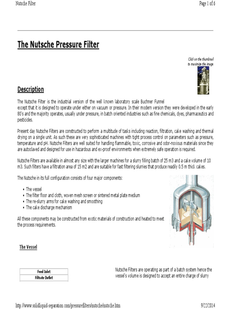 Nutsche Filter Design | PDF | Filtration | Chemical Engineering