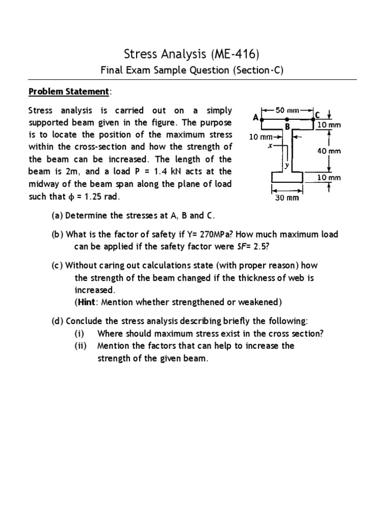 Stress Analysis Sample Question | PDF